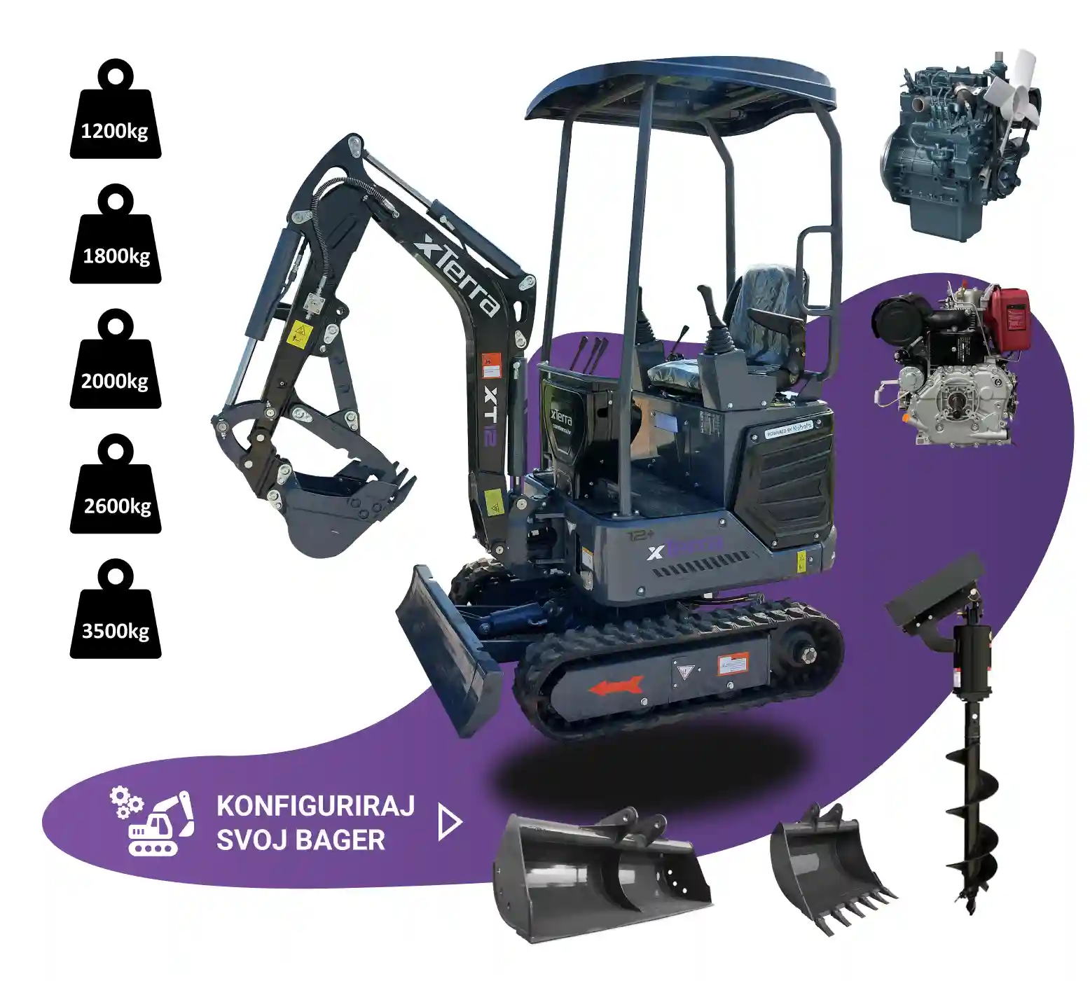 Mini bager xTerra Konfigurator - xTerra Mini Bageri